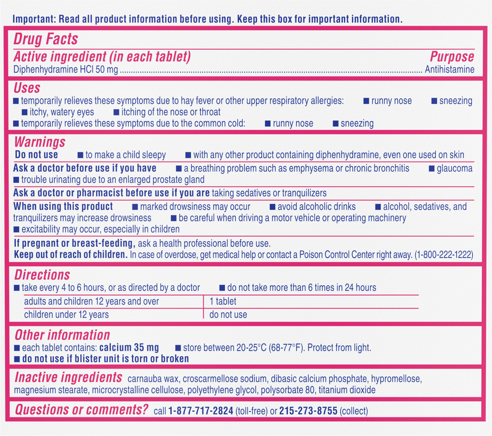 Benadryl Allergy Extra Strength Tablets Planogram Back