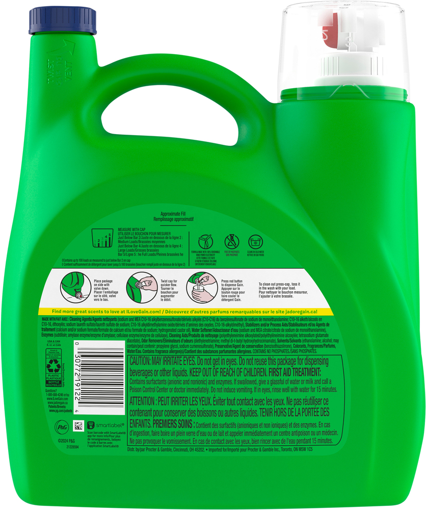 Gain Gain Liquid Laundry Detergent, Moonlight Breeze, 107 Loads, 154 oz ...