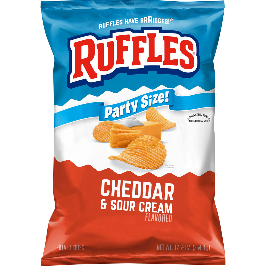 Ruffles Potato Chips, Cheddar & Sour Cream Flavored, Party Size-Hero