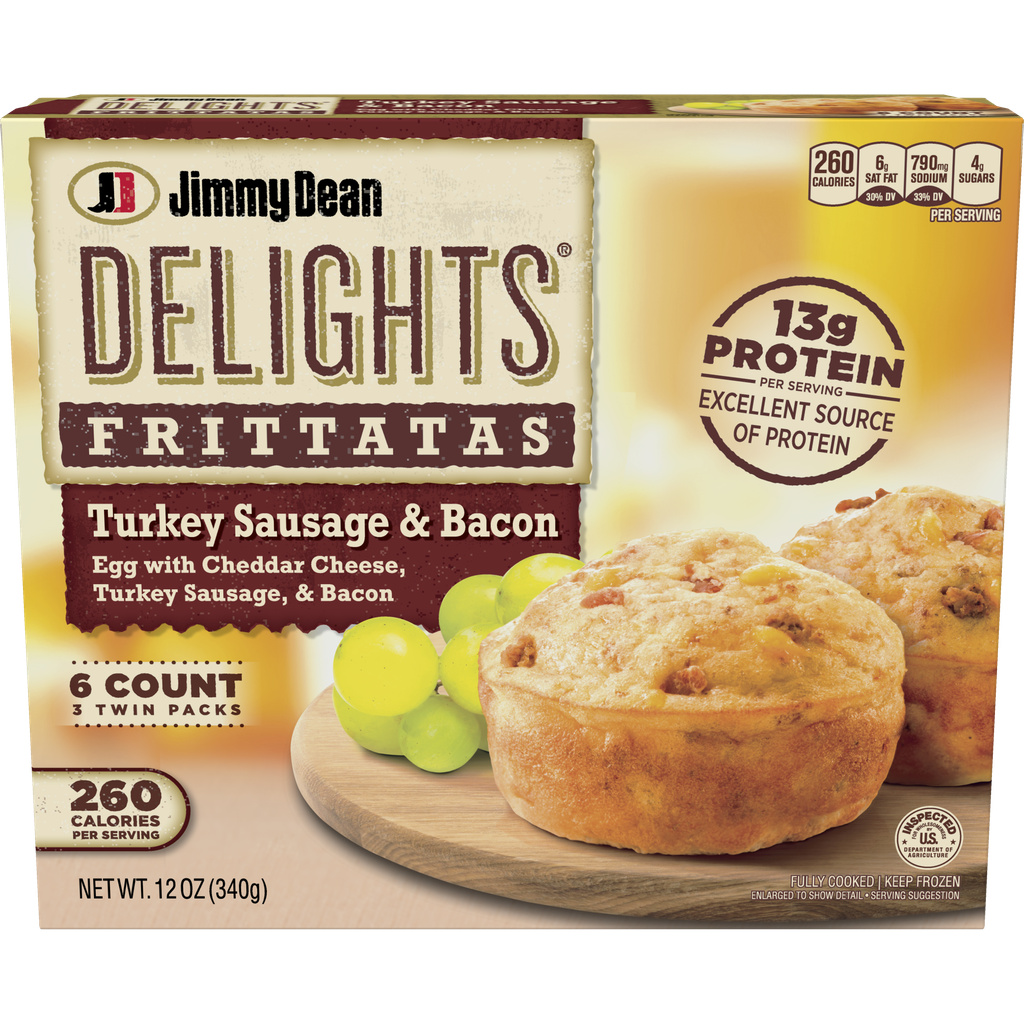 Jimmy Dean Turkey Sausage and Bacon Frittatas, 6 Count (Frozen)-Hero