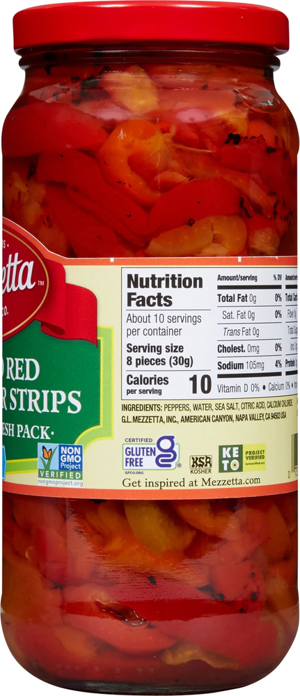 Mezzetta Bell Peppers Strips, Roasted Red, Mild-Planogram-Right