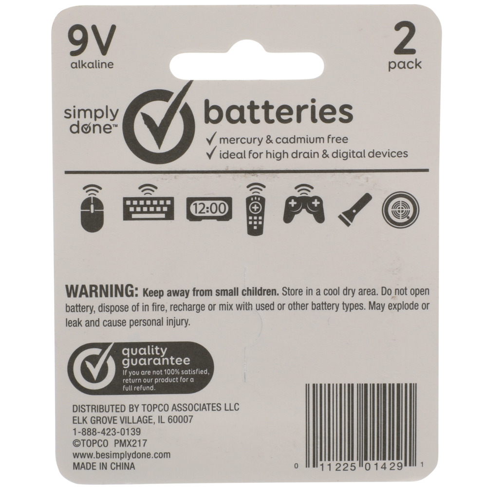 Simply Done 9V Alkaline Batteries-Planogram-Back