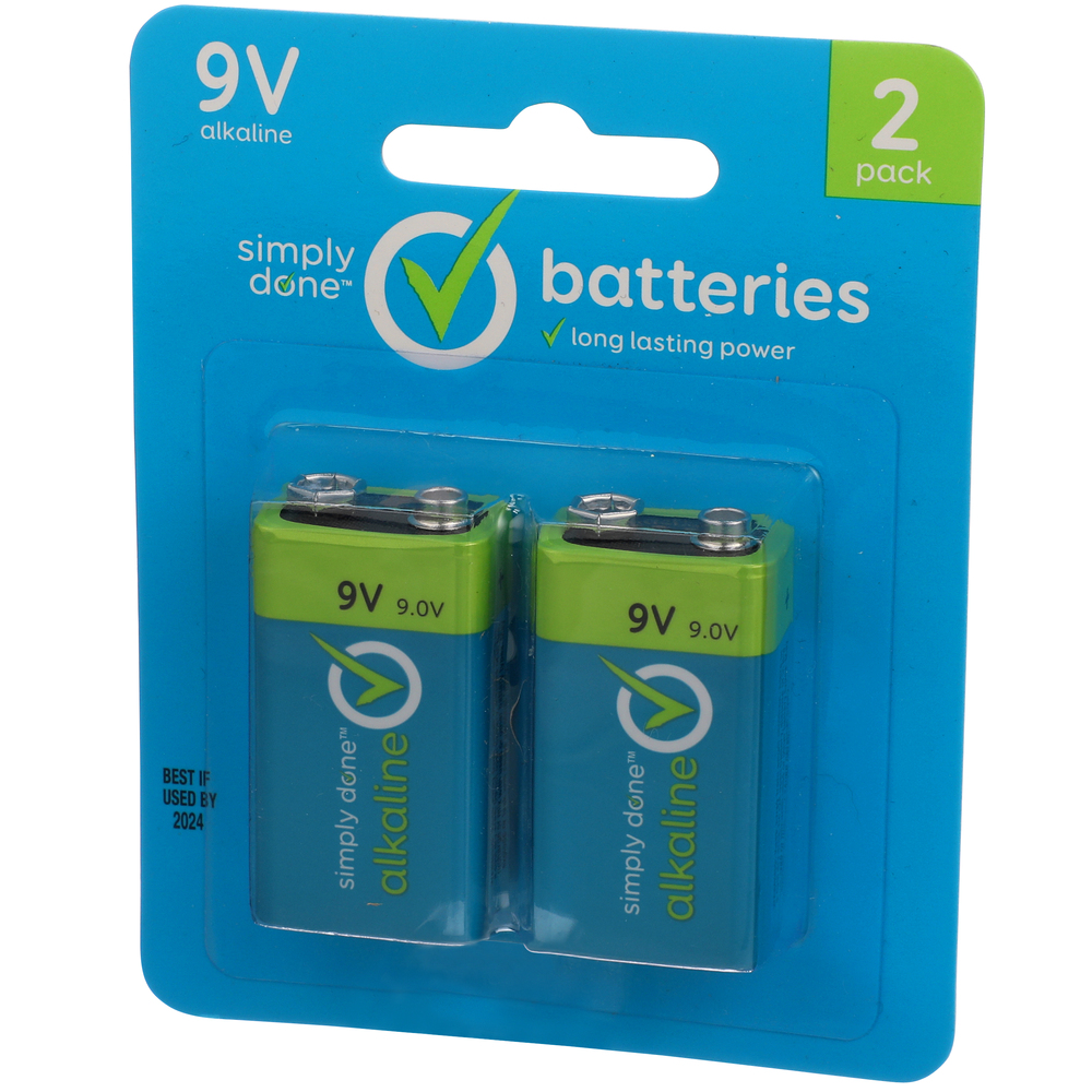 Simply Done 9V Alkaline Batteries-Front-Right-Elevated