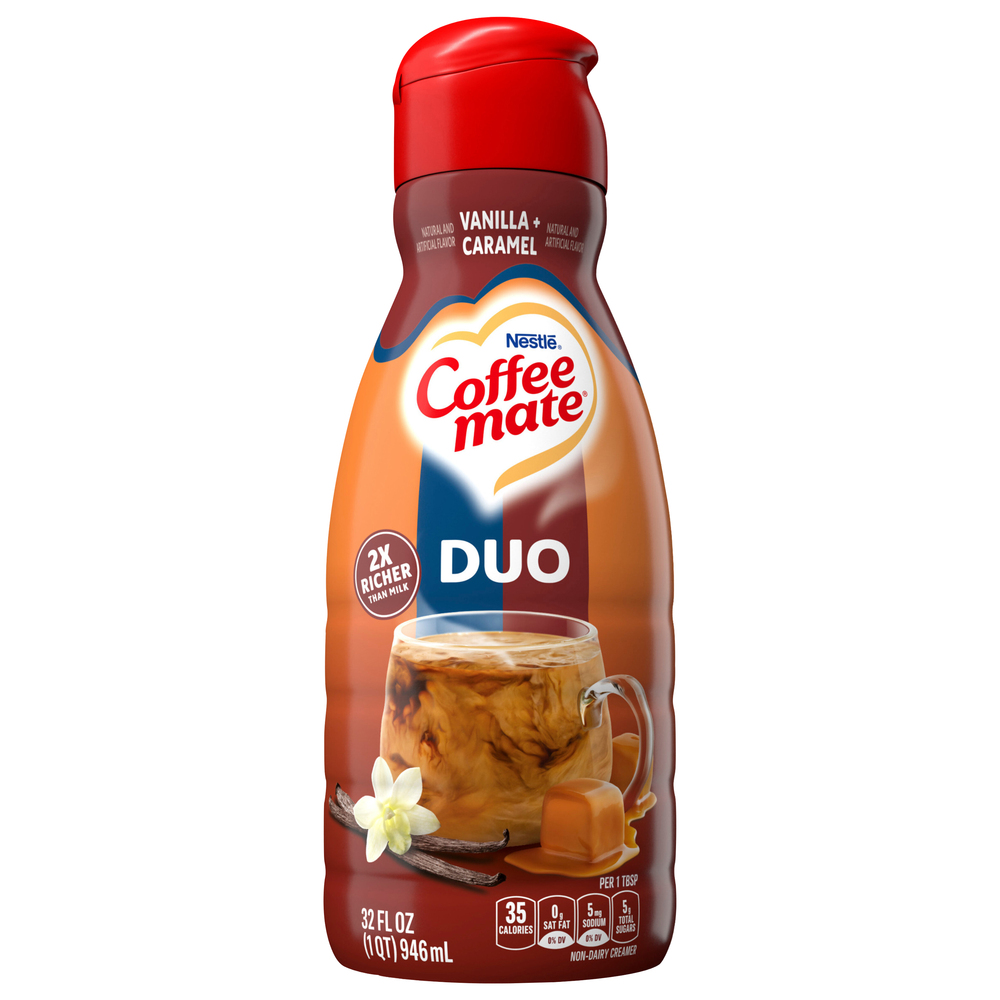 Coffee-Mate Creamer, Non-Dairy, Vanilla + Caramel, Duo-Main