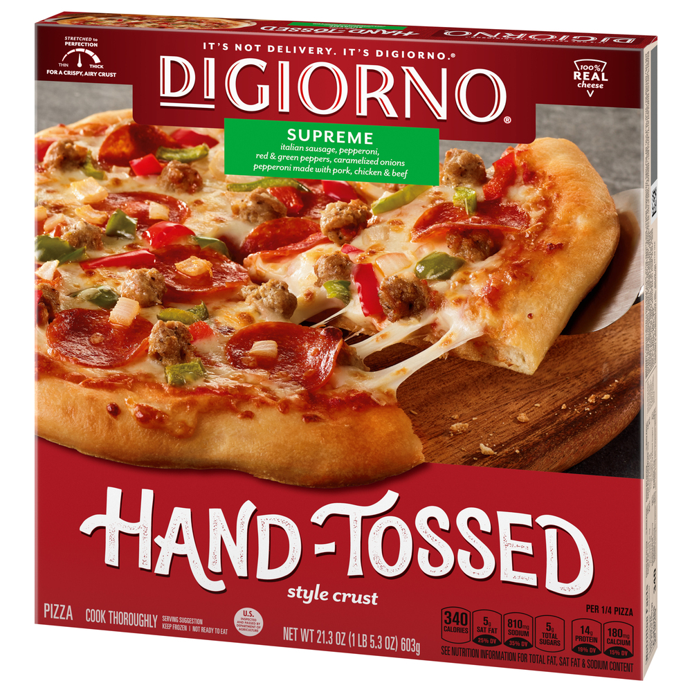 DiGiorno Pizza, Hand-Tossed Style Crust, Supreme-Front-Right-Elevated