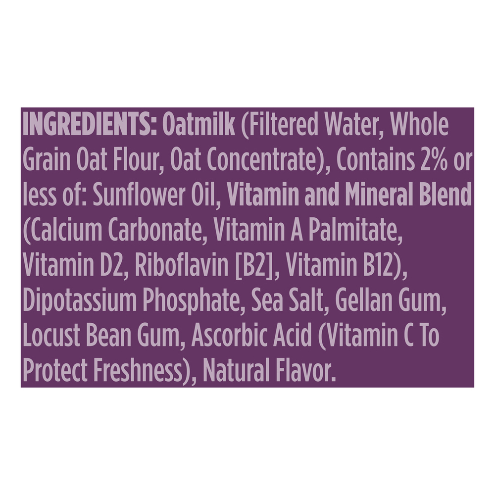 Silk Oatmilk, Unsweet-Ingredients