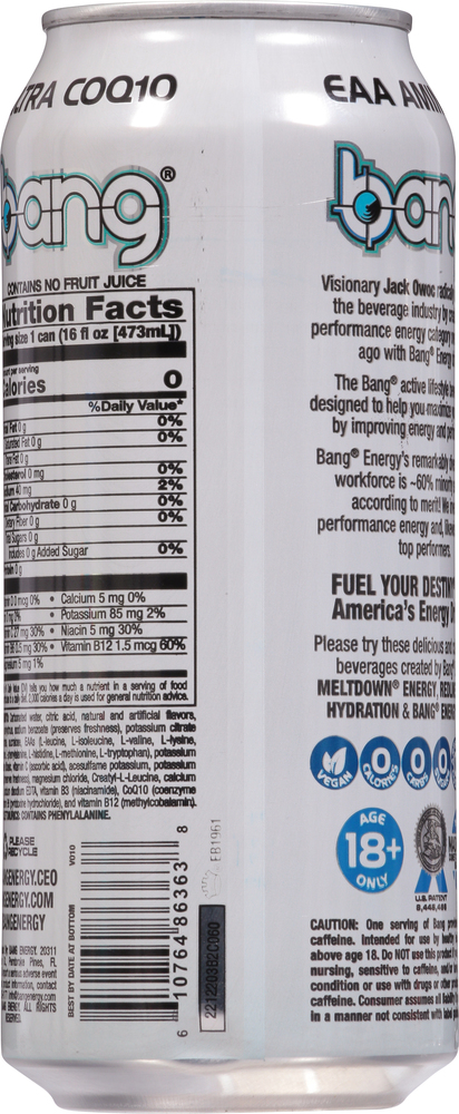 Bang Energy Drink, Blue Razz-Planogram-Back