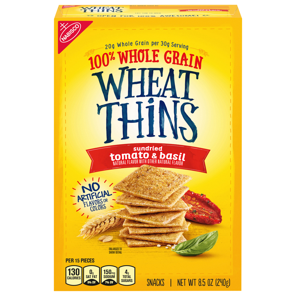 Wheat Thins Snacks, 100% Whole Grain, Sundried Tomato & Basil-Main