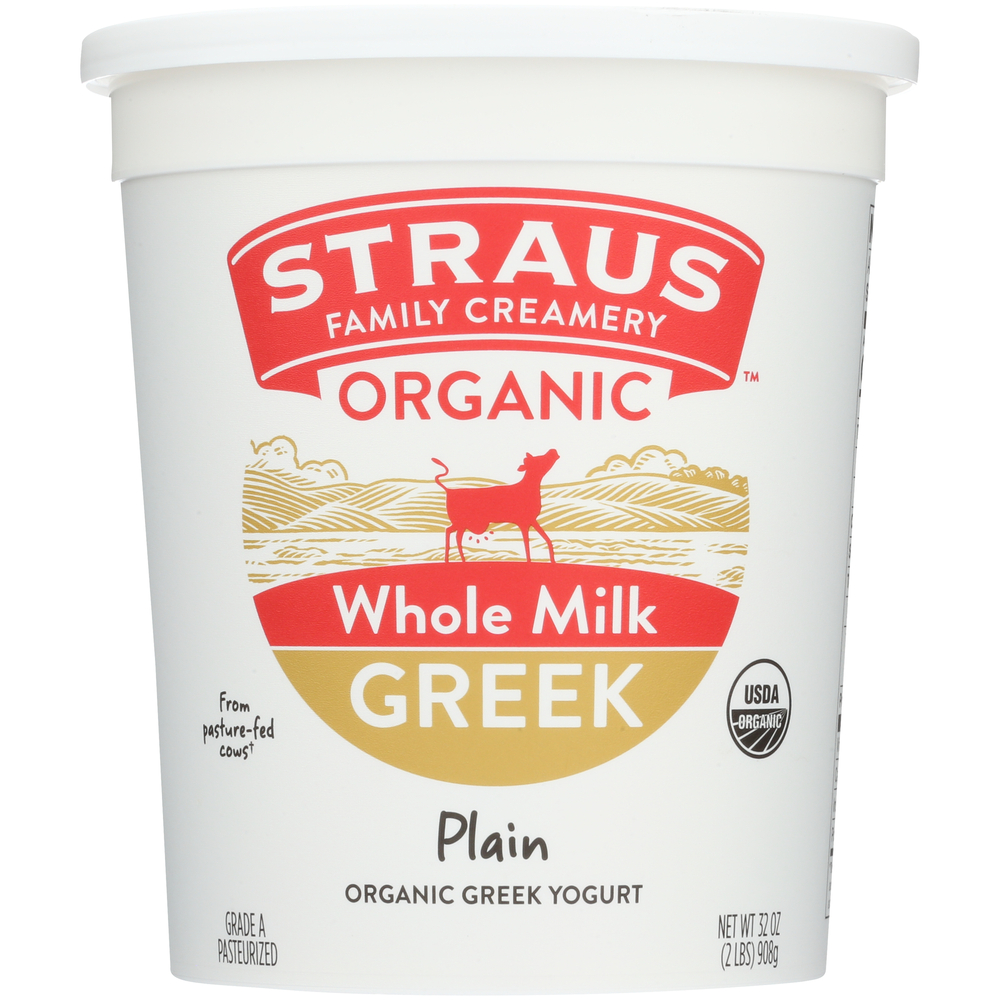 Straus Family Creamery Organic Yogurt, Greek, Plain-Main