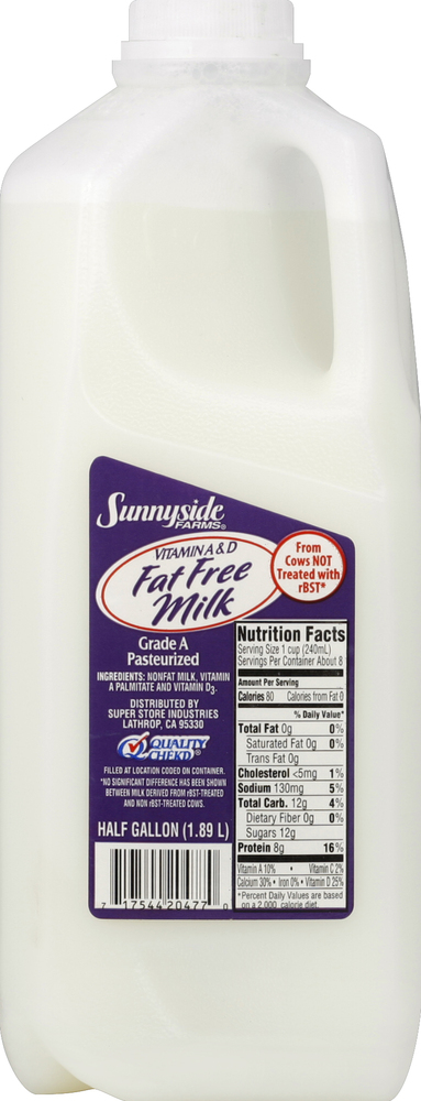Sunnyside Farms Milk, Fat Free-Ecom