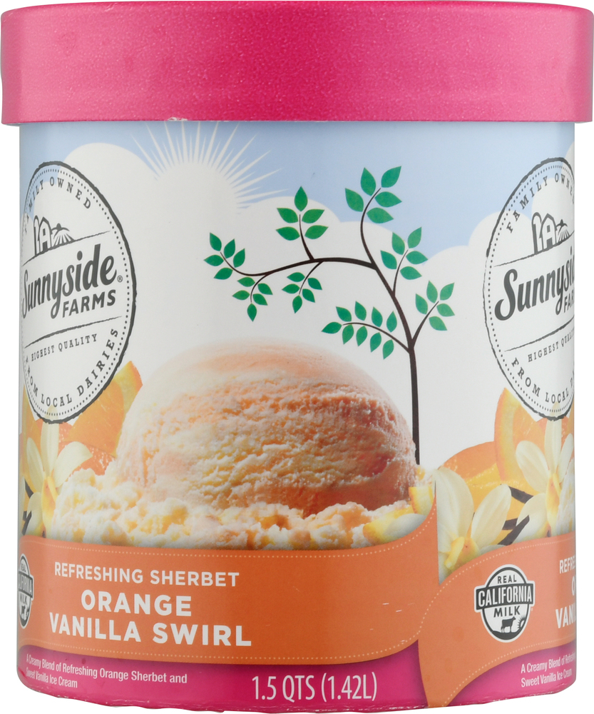 Sunnyside Farms Sherbet, Refreshing, Rainbow, Orange Vanilla Swirl ...