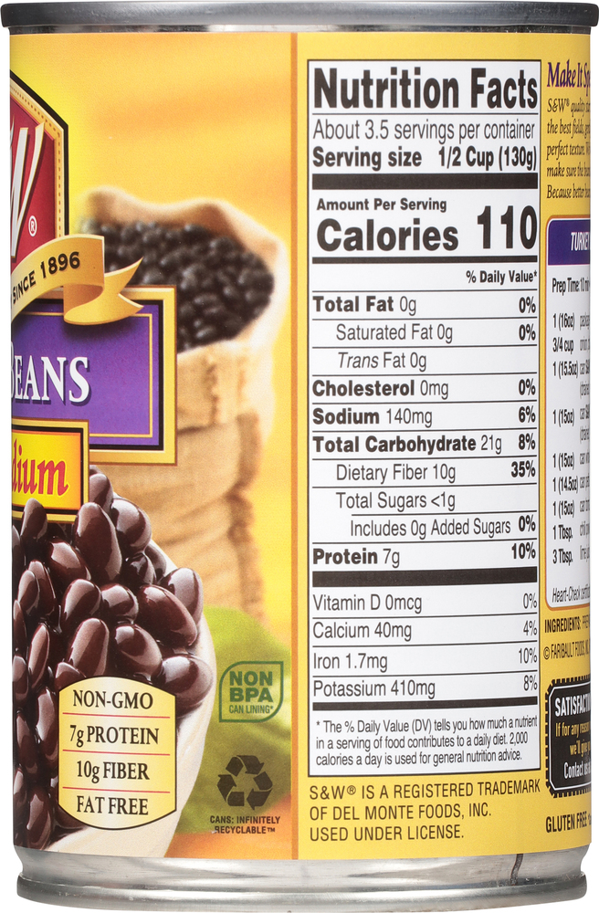 S&W Black Beans, Low Sodium-Planogram-Right