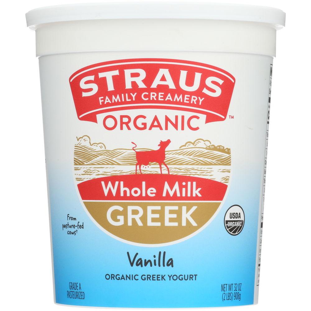 Straus Yogurt, Greek, Organic, Vanilla, Whole Milk-Main
