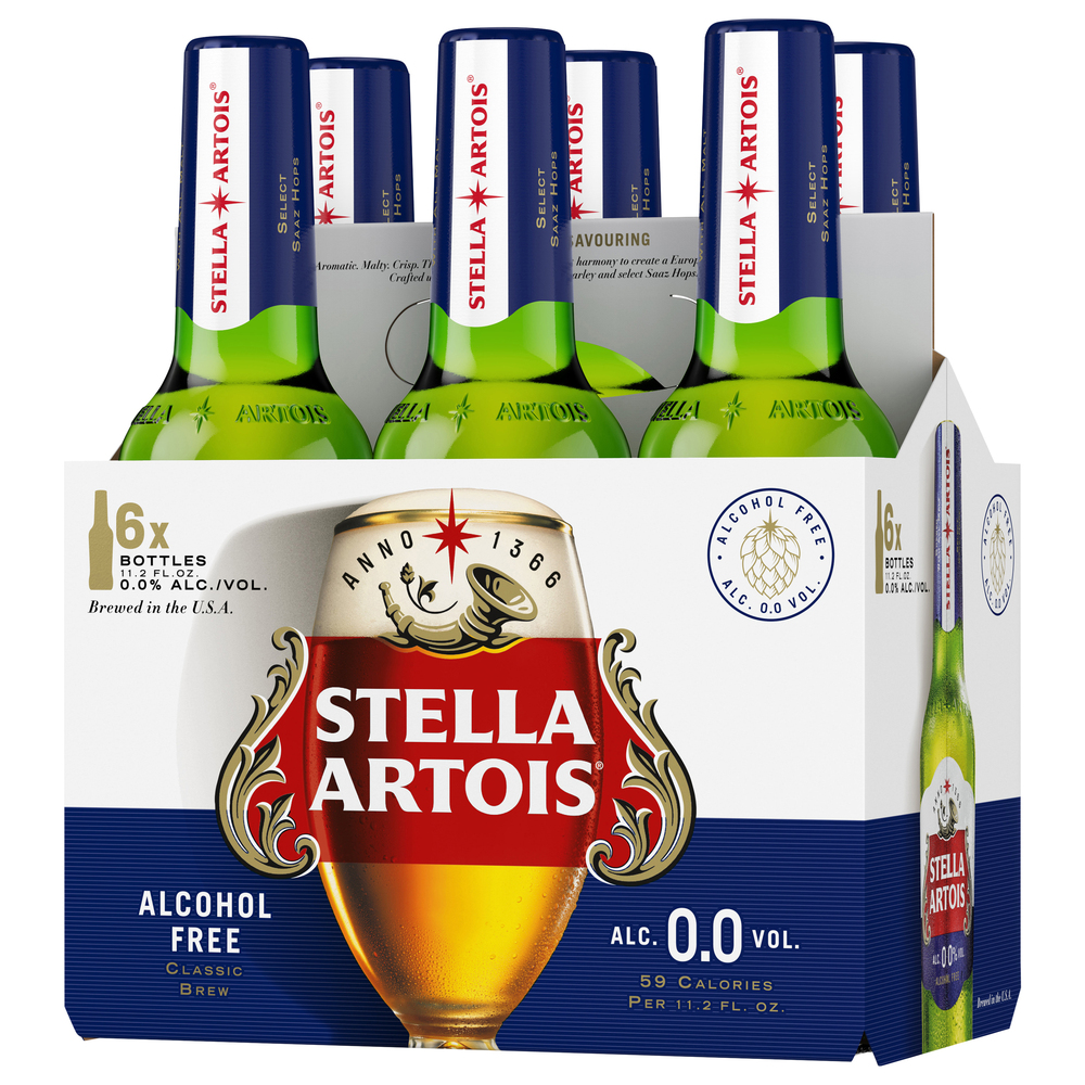Stella Artois Malt Beverage, Liberte, Alcohol Free-Front-Right-Elevated