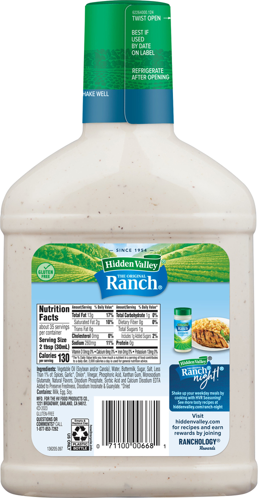 Hidden Valley Topping & Dressing, The Original Ranch-Planogram-Back