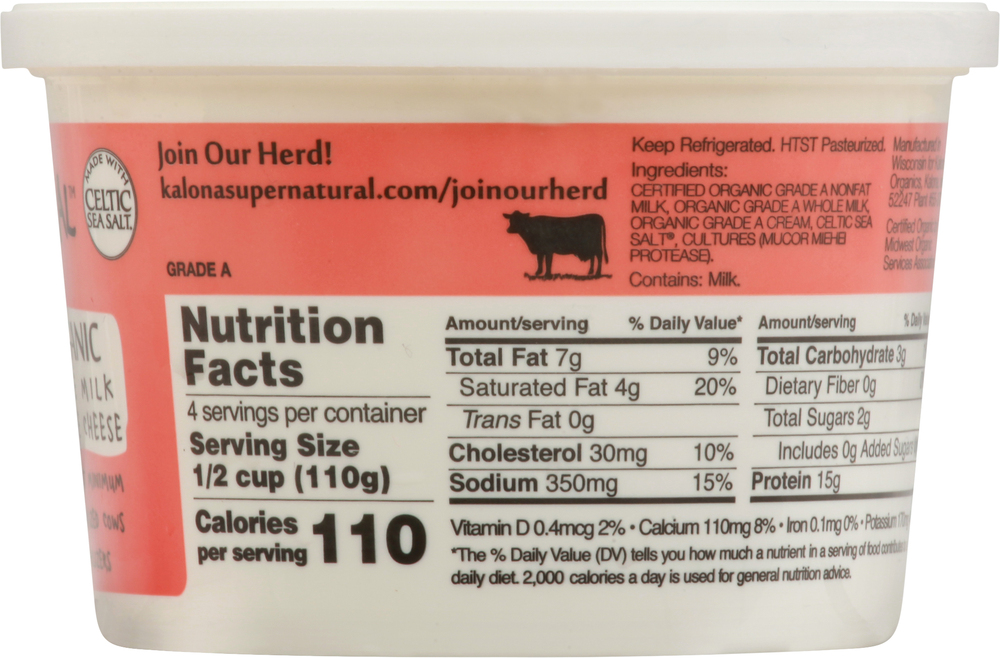 Kalona SuperNatural Cottage Cheese, Organic, Whole Milk-Planogram-Right