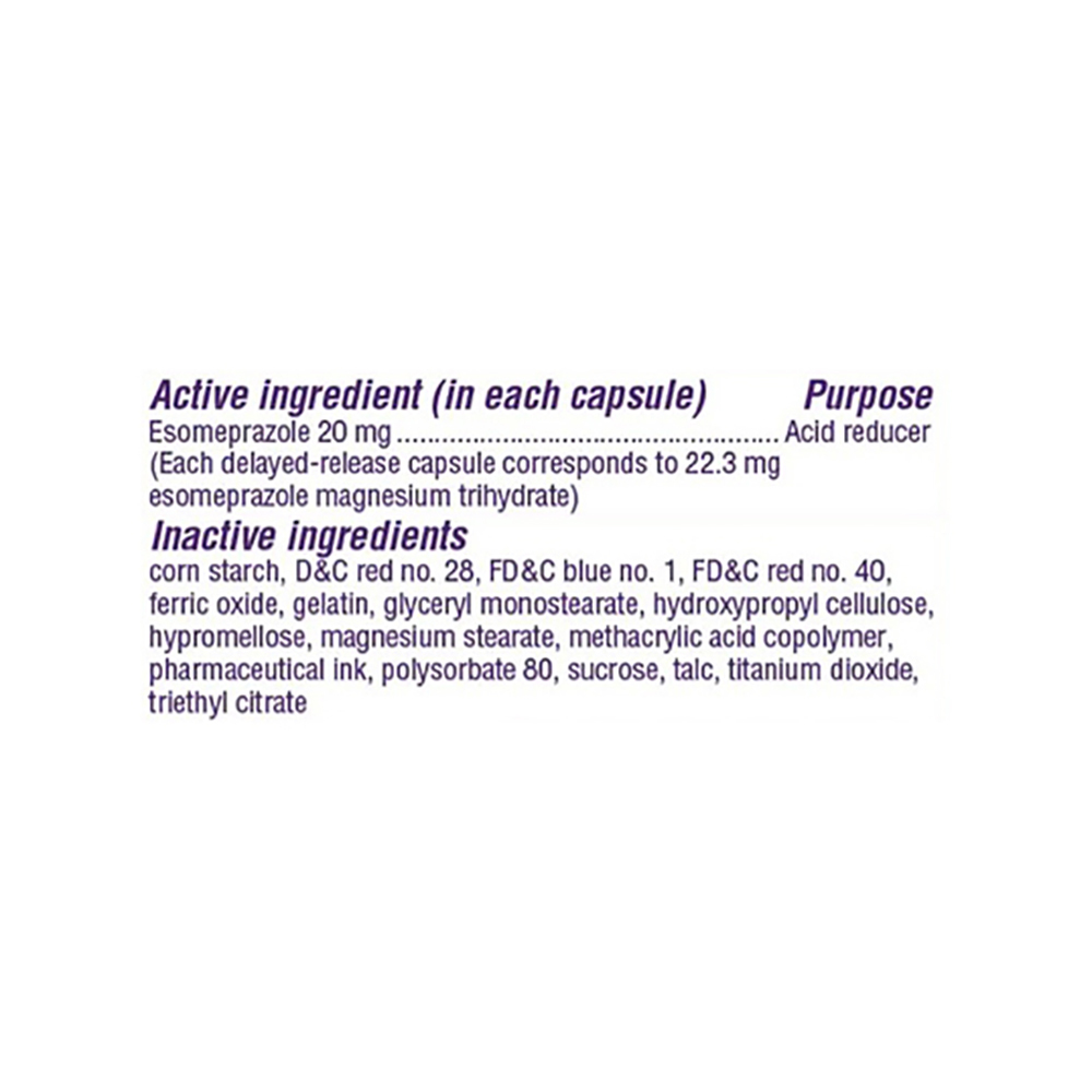 Nexium Acid Reducer, 24 Hour, 20 mg, Capsules-Ingredients
