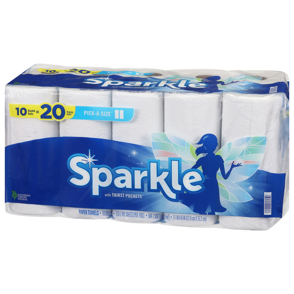 Sparkle Pick-A-Size Paper Towels, Double Rolls-Front-Right-Elevated