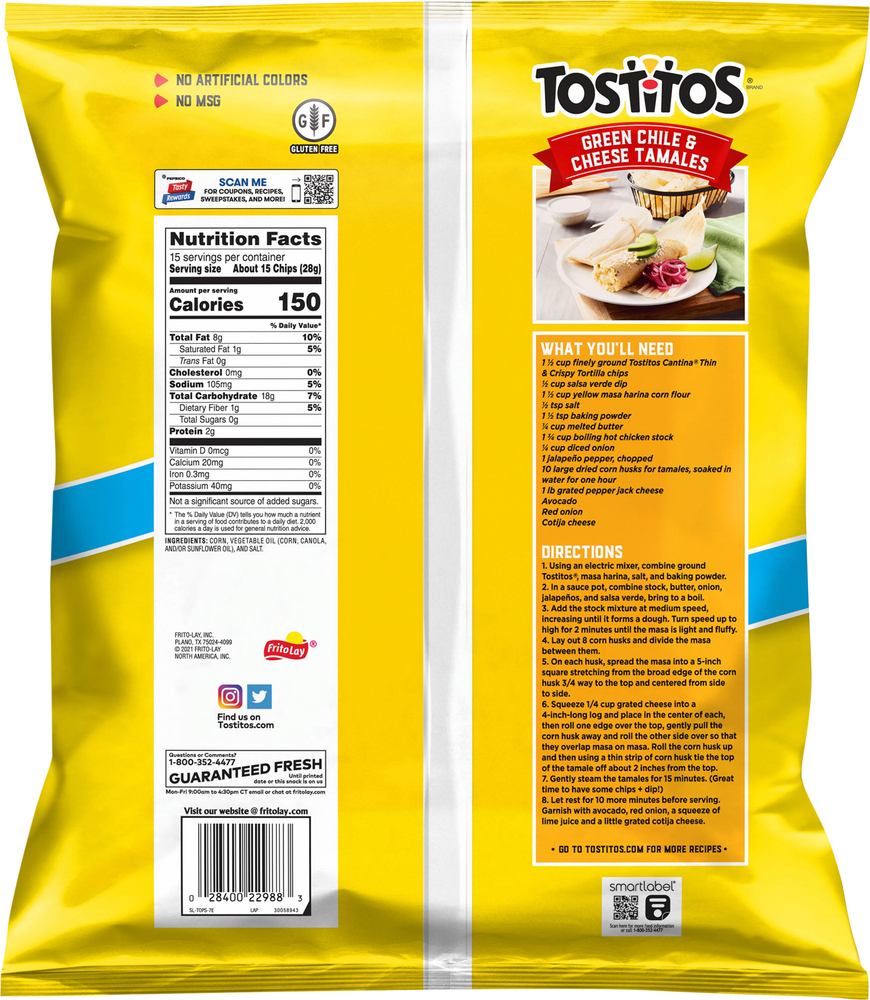 Tostitos Tortilla Chips, Cantina, Party Size-Planogram-Back