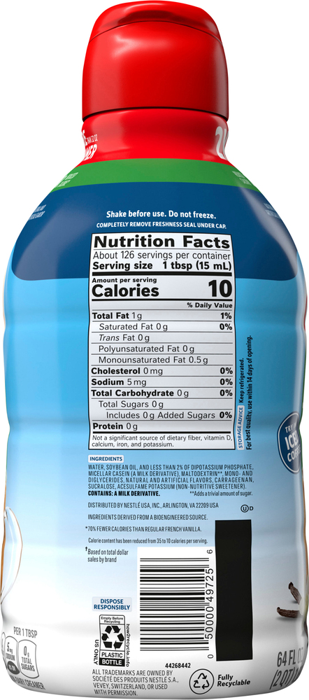 Coffee-Mate Creamer, Non Dairy, Zero Sugar, French Vanilla-Planogram-Right