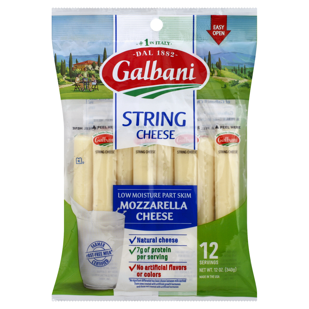 Galbani String Cheese, Part Skim, Mozzarella, Low Moisture-Main