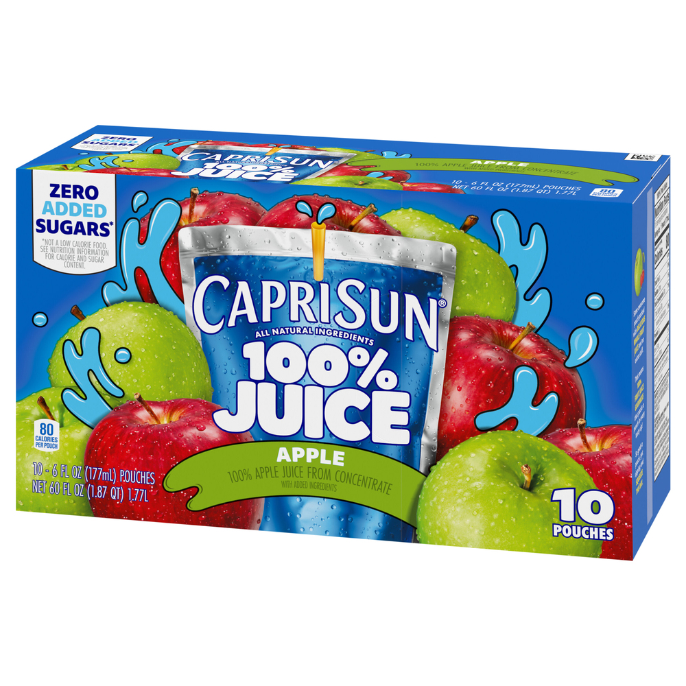 Capri Sun 100% Juice, Apple-Front-Right-Elevated