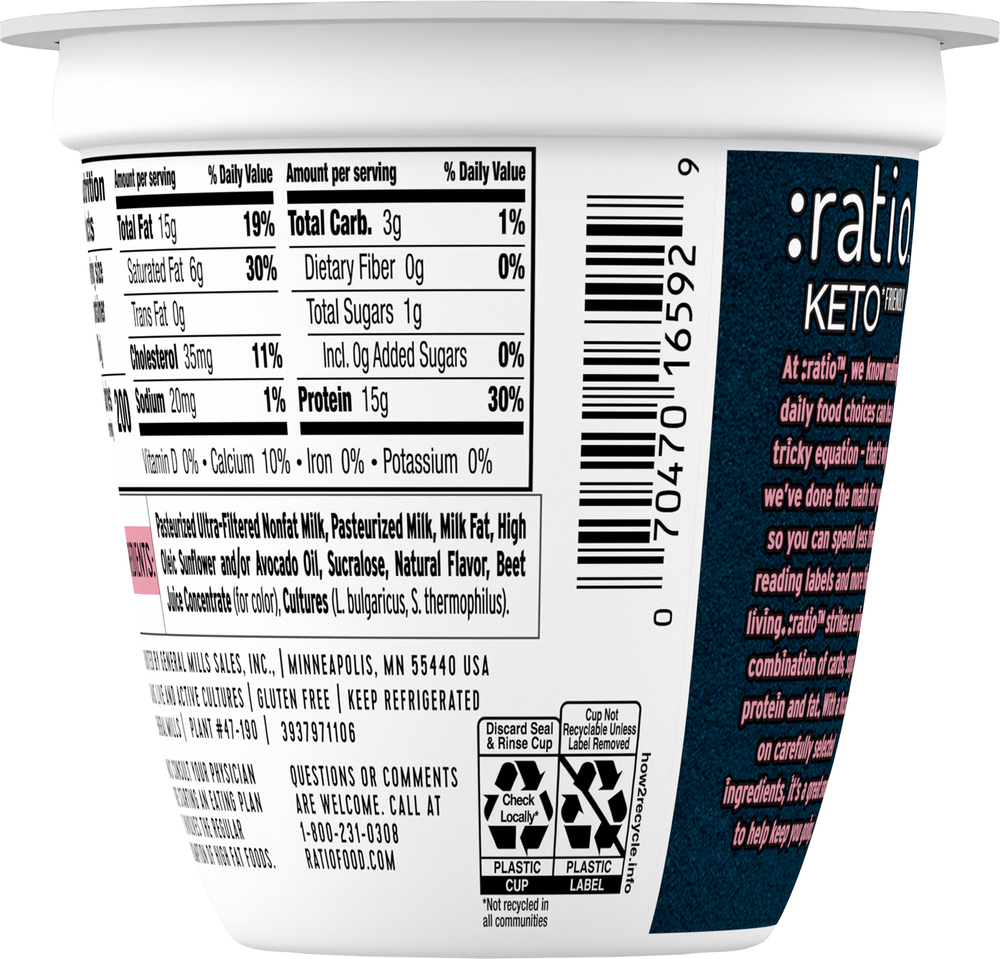Ratio Dairy Snack, Keto Friendly, Strawberry-Planogram-Back