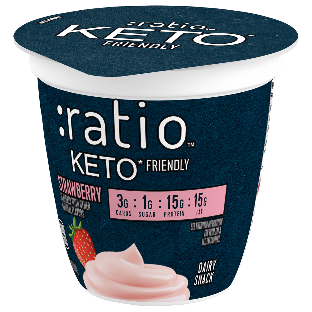 Ratio Dairy Snack, Keto Friendly, Strawberry-Front-Right-Elevated