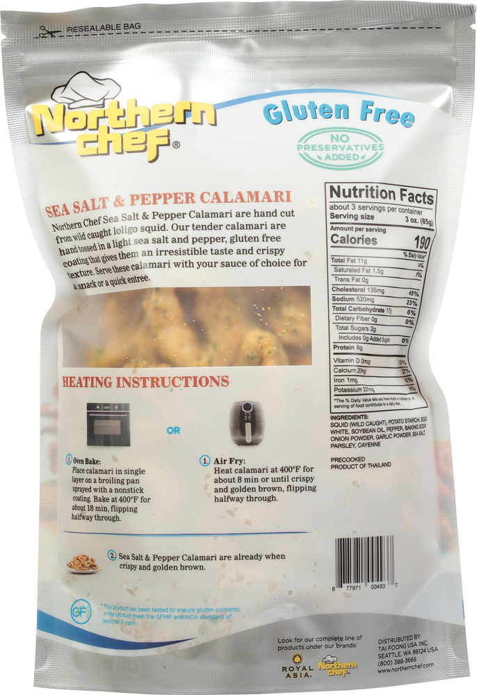 Northern Chef Calamari, Gluten Free, Sea Salt & Pepper-Planogram-Back