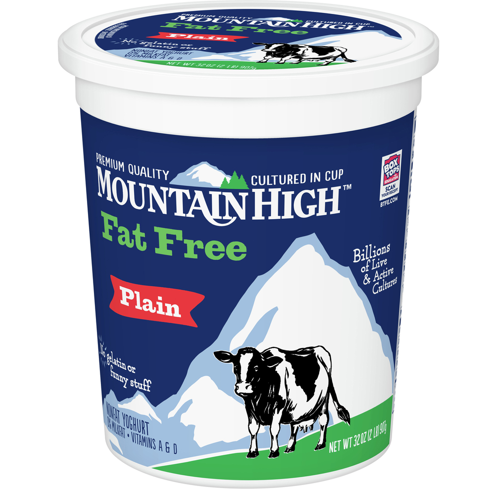 Mountain High Yoghurt, Fat Free, Nonfat, Plain-Front-Right-Elevated