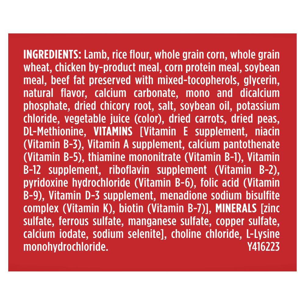 Purina One Dog Food, Lamb & Rice Formula, Adult-Ingredients