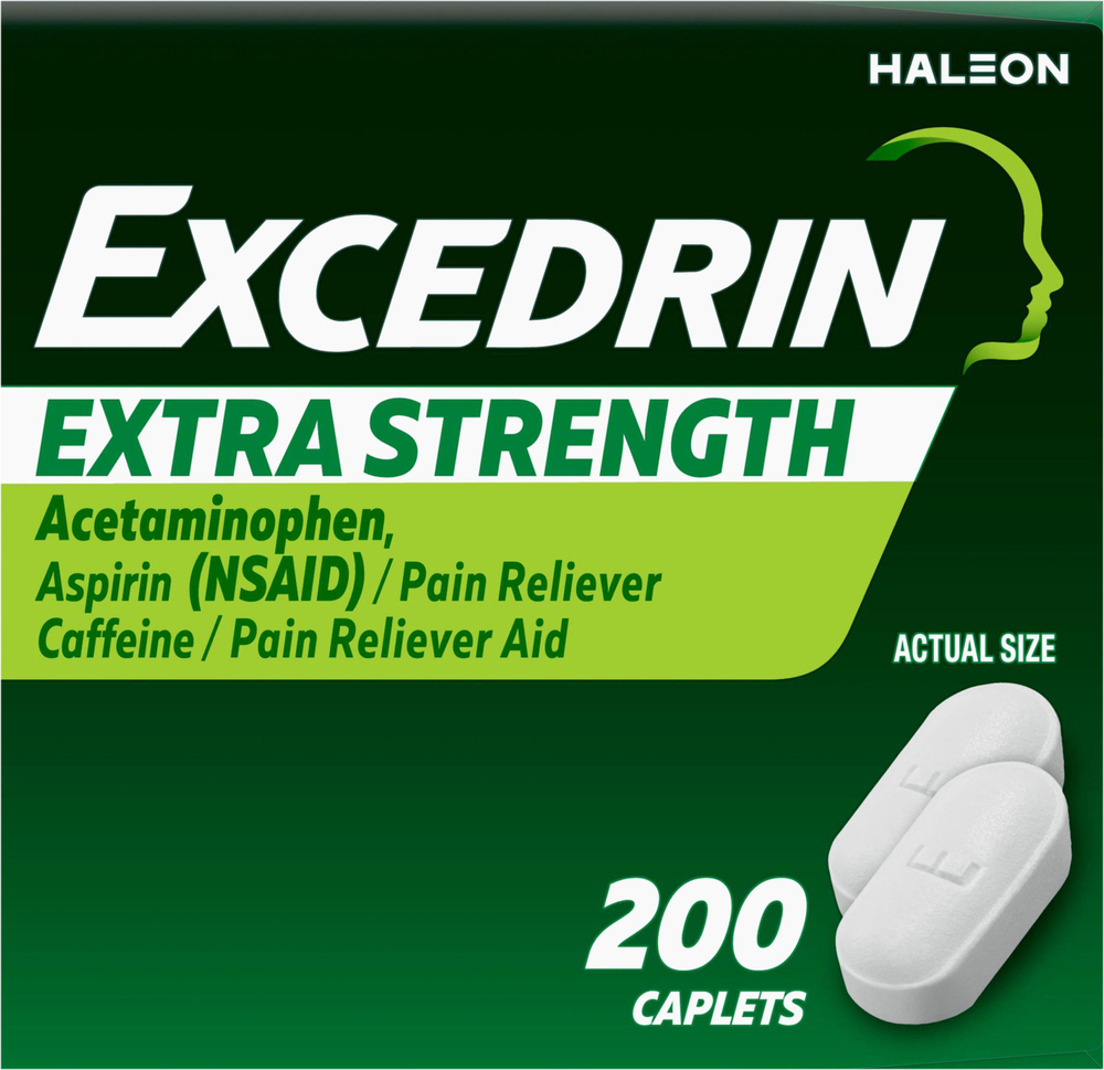 Excedrin Pain Reliever, Acetaminophen Aspirin (NSAID) and Caffeine ...