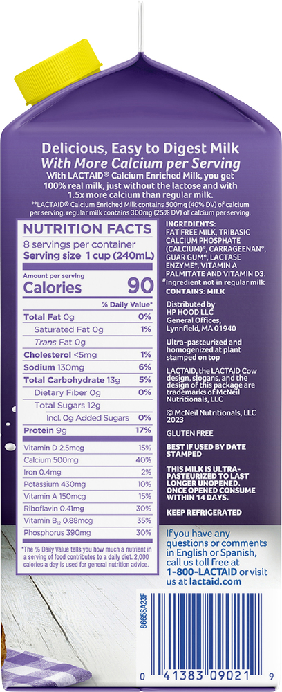 Lactaid Milk, Calcium Enriched, Fat Free, Lactose Free-Planogram-Right