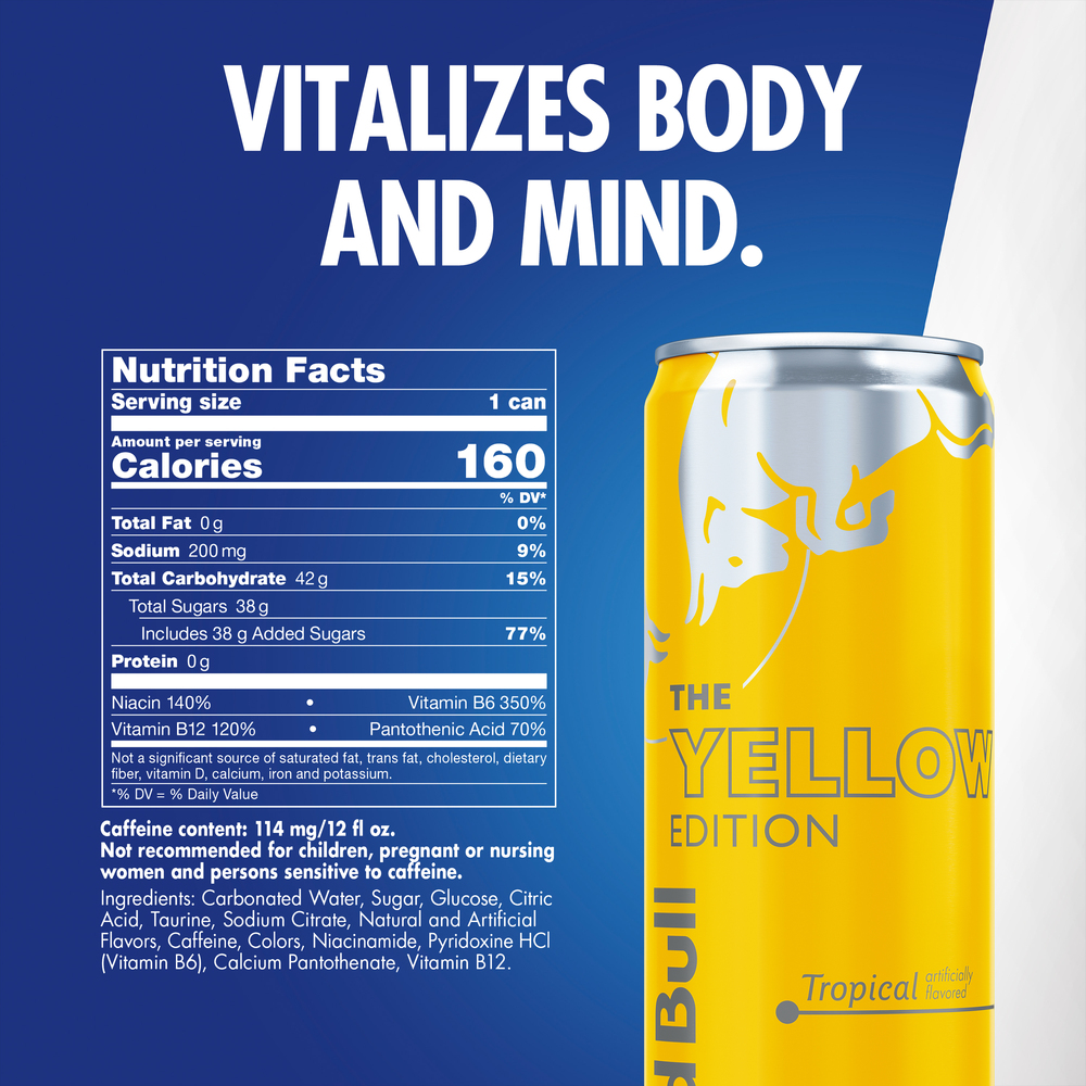 Red Bull The Yellow Edition Energy Drink, Tropical-Nutrition-Facts