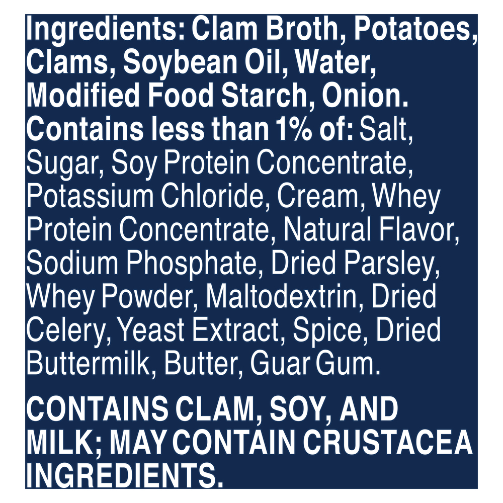 Progresso Soup, New England Clam Chowder, Traditional-Ingredients
