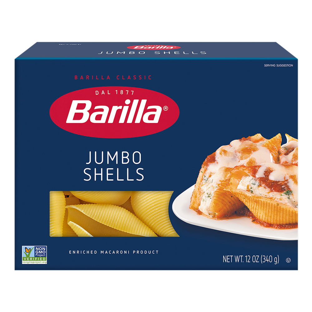 Barilla Jumbo Shells Pasta - Non-GMO Pasta Made with Durum Wheat ...