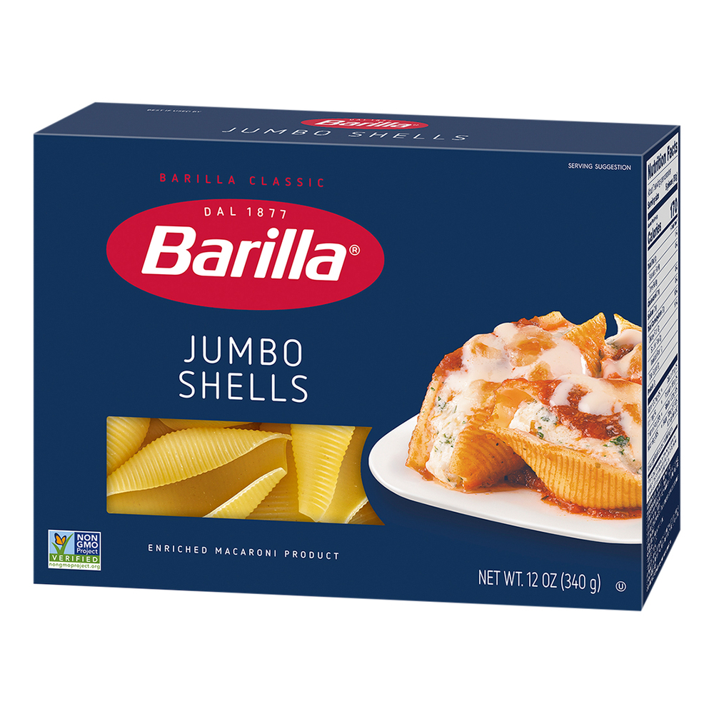Barilla Jumbo Shells Pasta - Non-GMO Pasta Made with Durum Wheat ...