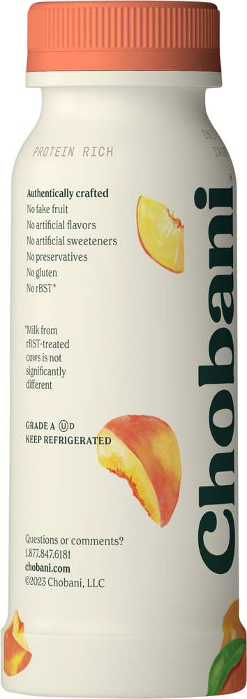 Chobani Yogurt Drink, Greek, Lowfat, Peach-Planogram-Left
