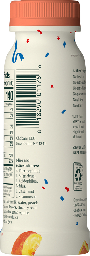 Chobani Yogurt Drink, Greek, Lowfat, Peach-Planogram-Back