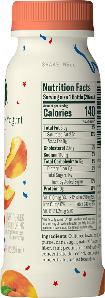 Chobani Yogurt Drink, Greek, Lowfat, Peach-Planogram-Right