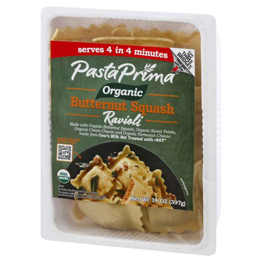 Pasta Prima Ravioli, Organic, Butternut Squash-Front-Right-Elevated