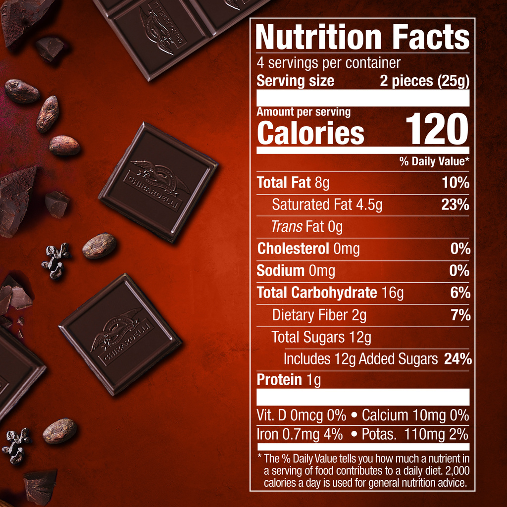 Ghirardelli Intense Dark Dark Chocolate, Blood Orange Sunset-Nutrition ...