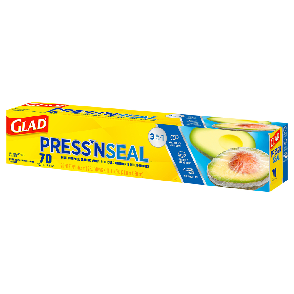 Glad Press'NSeal Sealing Wrap, Multipurpose, 3 in 1-Front-Right-Elevated