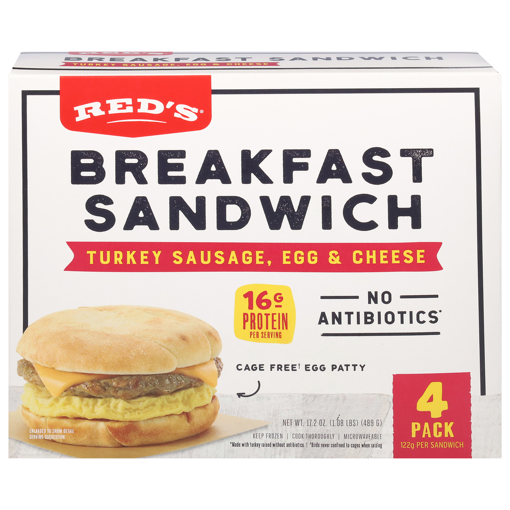 Red's Breakfast Sandwich, Turkey Sausage, Egg & Cheese, 4 Pack-Main