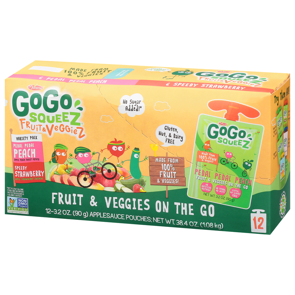 GoGo Squeez Applesauce, Fruit & Veggiez On The Go, Variety Pack-Front-Right-Elevated