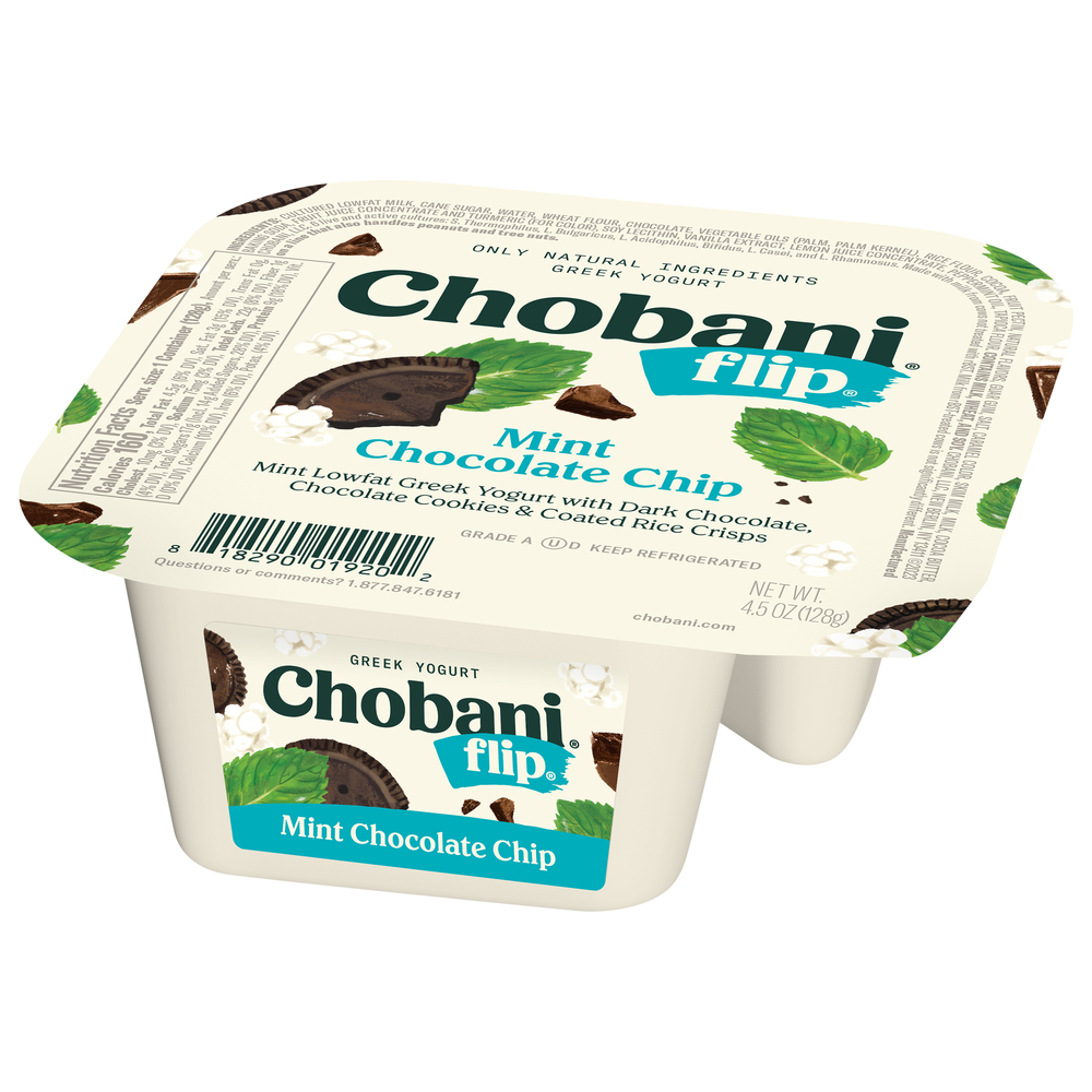 Chobani Flip Yogurt, Greek, Mint Chocolate Chip-Front-Right-Elevated