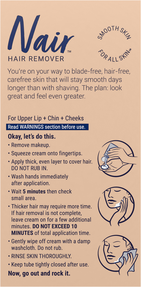 Nair Hair Remover, Face Cream, Moisturizing-Planogram-Back