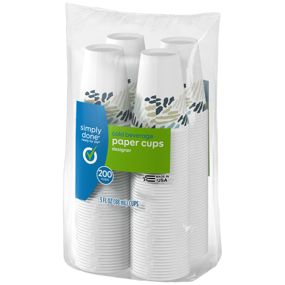 Simply Done Paper Cups, Designer, Cold Beverage-Front-Right-Elevated