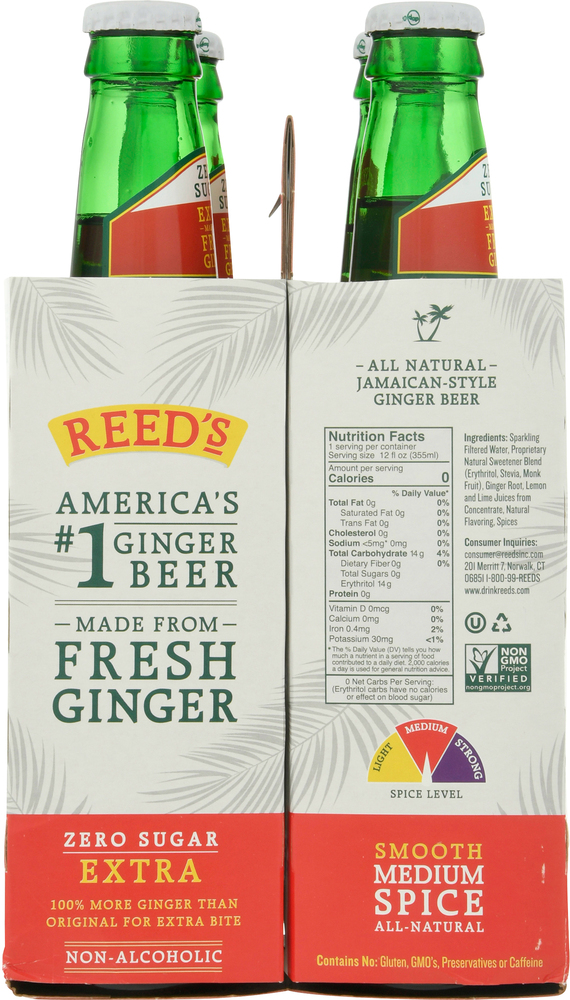 Reed's Ginger Beer, Zero Sugar, Extra-Planogram-Left