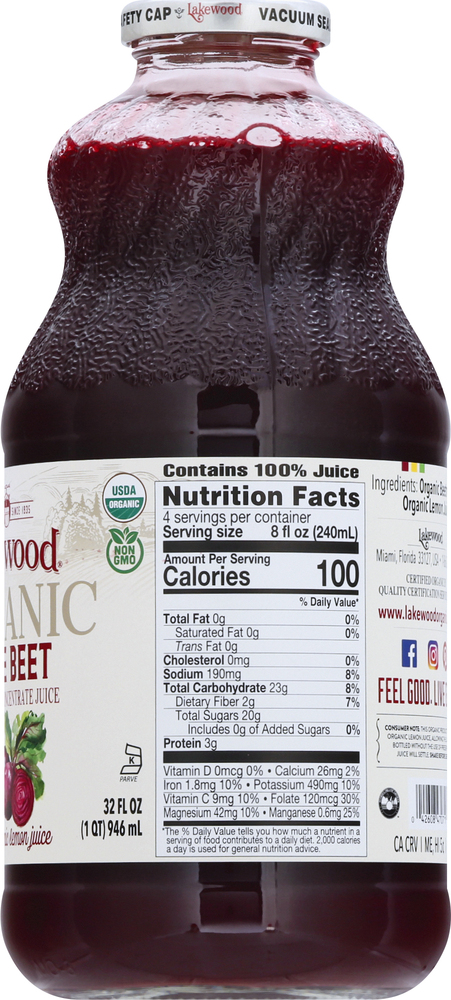 Lakewood Juice, Organic, Pure Beet-Planogram-Right